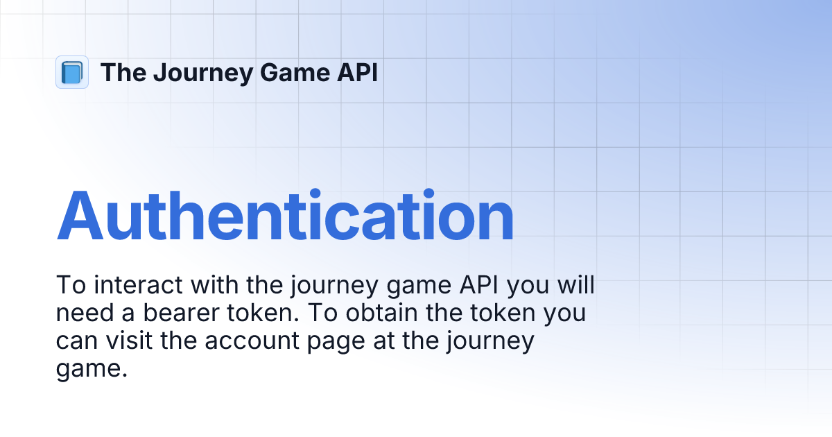 Authentication | The Journey Game API